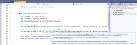 connecting a 8 0 console application which uses pnp core sdk to