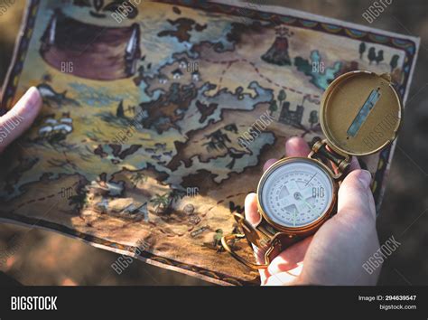Treasure Map Compass Image Photo Free Trial Bigstock