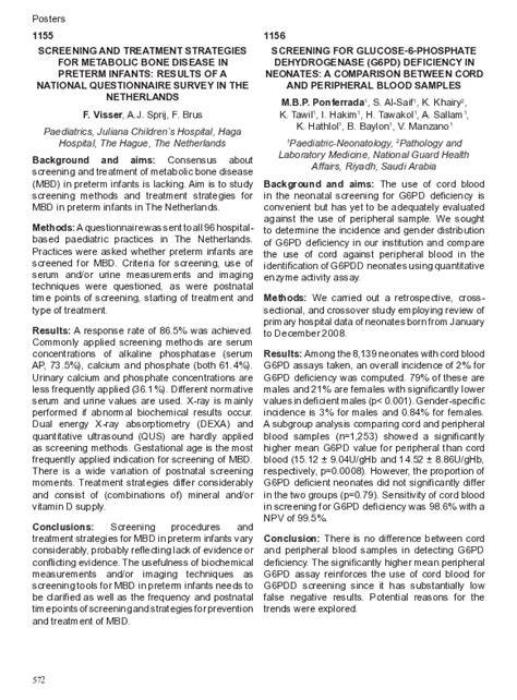 Pdf 1156 Screening For Glucose 6 Phosphate Dehydrogenase G6pd