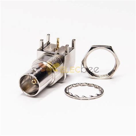 Elecbee BNC Female PCB Mount Through Hole Connector 90 Degree