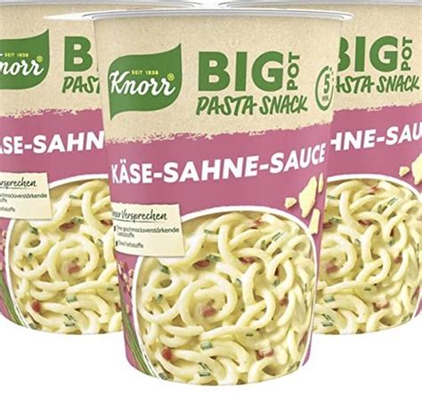 x Knorr Big Pasta Snack Pot Käse Sahne Sauce je g ab statt
