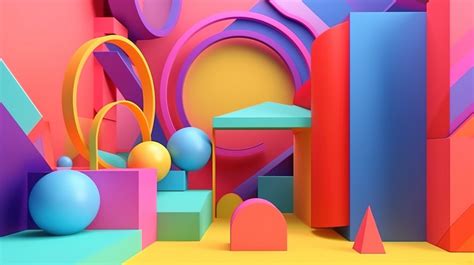 3d Object Scene Containing Colorful Objects Backgrounds  Free