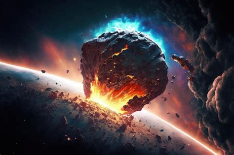 Premium Ai Image Attack Of The Asteroid On The Earth Elements Of This