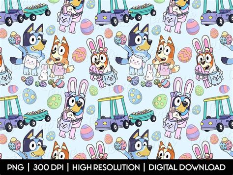 Bluey Easter Seamless Pattern Repeat Pattern Surface Pattern Digital Paper Etsy In 2024
