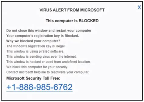 Fake Popup Looking Like A Real Microsoft Warning Is A Message You Should Never Click And Gives