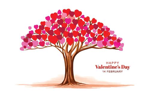Beautiful Heart Shape Tree Valentines Day Card Design 38461136 Vector