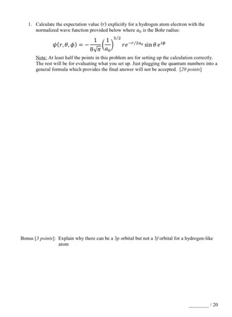 Solved 1 Calculate The Expectation Value R Explicitly For