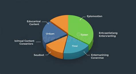 A Three Dimensional Pie Chart Features Five Segments In Different