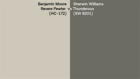 Benjamin Moore Revere Pewter HC 172 Vs Sherwin Williams Thunderous