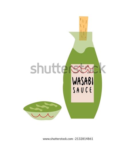 Wasabi Bottle Bowl Sauce Spilled Strips Stock Vector Royalty Free