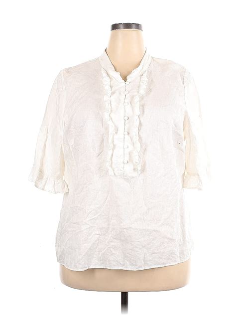 Lane Bryant White Short Sleeve Blouse Size Plus Off ThredUp