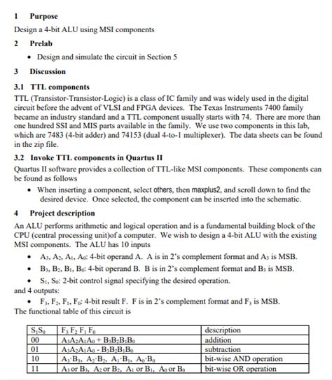 1 Purpose Design A 4 Bit Alu Using Msi Components 2