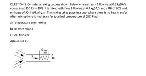 Solved Question 5 Consider A Mixing Process Shown Below