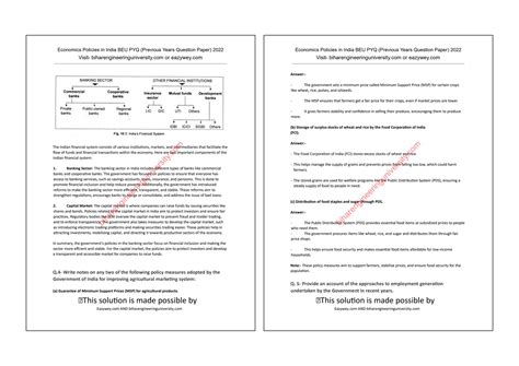 Economics Policies In India Beu Pyq Solution Convertedpdf