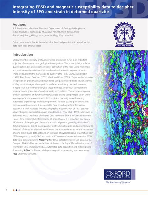 Pdf Ebsd Application Note 2015 Oxford Instruments By Renjith A R And Mamtani M A