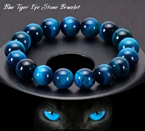 Blue Tigers Eye Bracelet Natural Blue Tigers Eye Crystal Bracelet