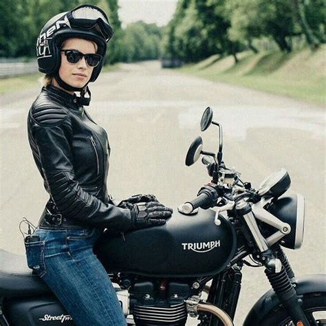 Biker Babe Cafe Racer Girl Triumph Bikes Motorbike Girl