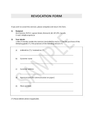 Fillable Online Right Of Revocation Revocation Form Miami Breeze Fax Email Print PdfFiller