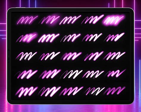 Procreate Neon Brushes Procreate Brush Set With Neon Effect Neon