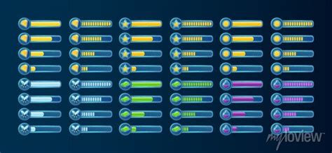 Big Set Of Fantasy Game Ui Progress Bar For Gui Asset Elements Wall Mural • Murals Magic Bottle