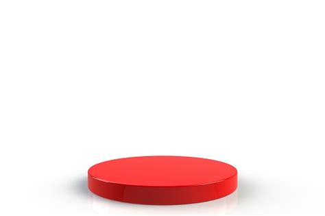 흰색 배경에 격리 된 둥근 빨간색 무대 연단 개념 그림입니다 흰색에 시상식에 대한 축제 연단 장면 제품 프레젠테이션을 위한 빨간색 받침대 3d 렌더링 3차원 형태에 대한