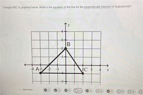 solved triangle abc is graphed below what is the equation of the line for the perpendicular