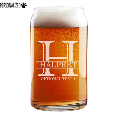 Halpert Personalized Etched Monogram Beer Soda Can Glass 16oz Spotted