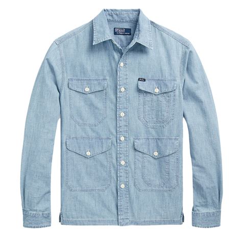 Polo Ralph Lauren Indigo Chambray Utility Overshirt Light Indigo The
