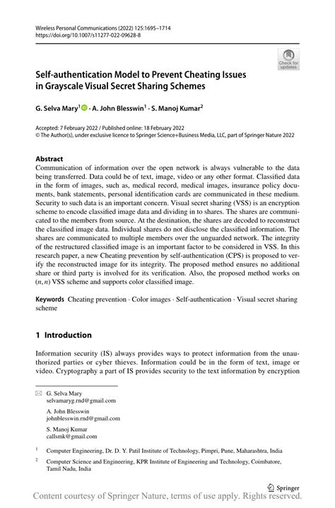 Self Authentication Model To Prevent Cheating Issues In Grayscale