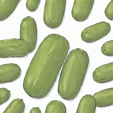 Cucumber Watercolor Illustration Sketch Drawing Style Clipart Stock Illustration Illustration