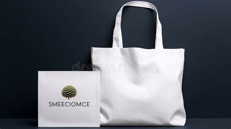 White Eco Bag Mockup Set Against A Royal Black Backdrop Stock