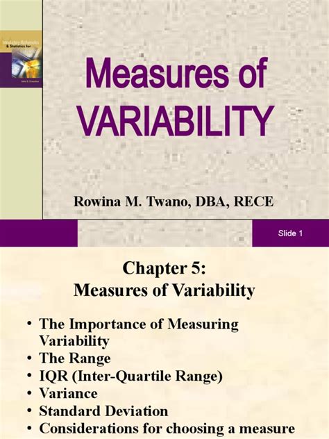 Lecture No 6 Measures Of Variability Pdf Standard Deviation Variance