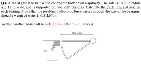 Solved Q A Radial Gate Is To Be Used To Control The Flow Chegg Com
