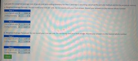 Solved Calculating Weighted Average Cost Inventory Values