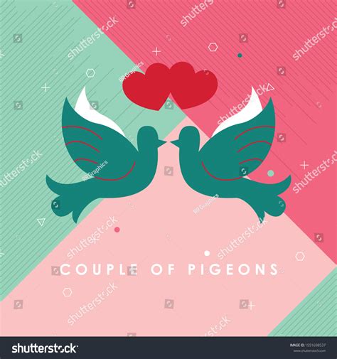 Two Pigeons Love Vector One Color Stock Vector Royalty Free