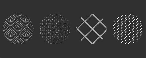 Seamless Small Dash Pattern Circle Set Black Vector Crosshatch