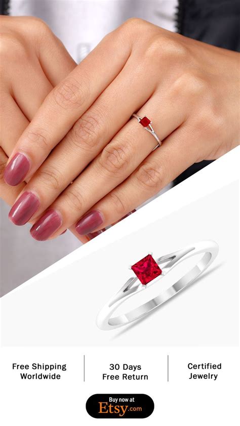 Ruby Promise Ring For Her Red Gemstone Ring Dainty Promise Ring July Birthstone Ring