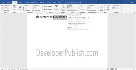 How To Insert Hyperlinks In Word Developer Publish