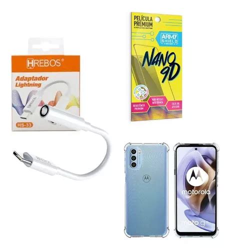 funda motorola g31 adaptador p2 p tipo c y película 9d mercadolibre