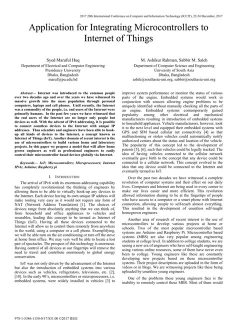 Pdf Application For Integrating Microcontrollers To Internet Of Things