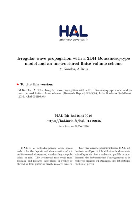 Pdf Irregular Wave Propagation With A 2dh Boussinesq Type Model And