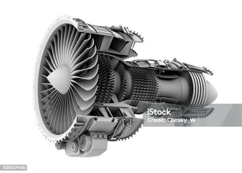 장면 전환 3d 클레이 흰색 배경에 고립 된 터보팬 제트 엔진의 렌더링 Turbojet Engine에 대한 스톡 사진 및 기타 이미지 Turbojet Engine 건강
