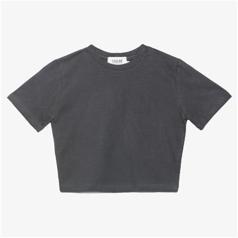 테일러스튜디오 테일러 베이직 스판 크롭 반팔티 차콜 위시버킷