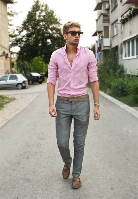 What Color Shirts Go With Grey Pants Pink Shirt Men Grey Pants Men
