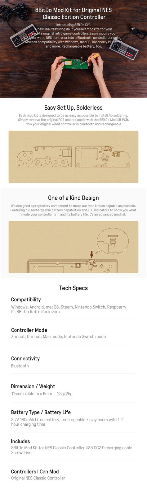 8bitdo Mod Kit For Nes Classic Edition Controller Classic