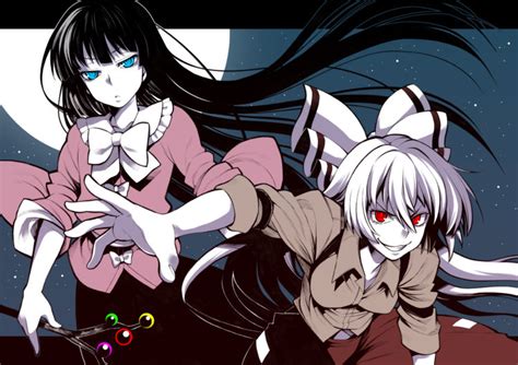 Girls Black Hair Blue Eyes Bow Fujiwara No Mokou Houraisan
