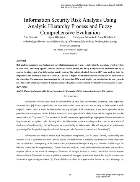 Information Security Risk Analysis Using Analytic Hierarchy Process And