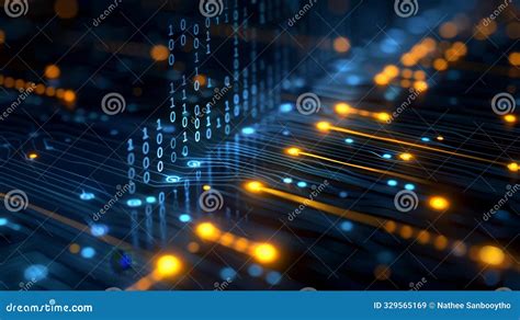 Digital Circuit Board With Binary Code Stock Illustration