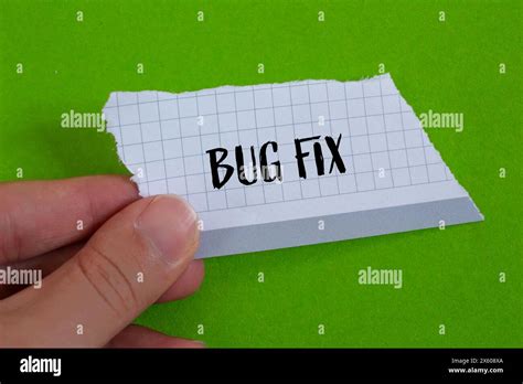 Bug Fix Words Written On Ripped Paper With Green Background Conceptual