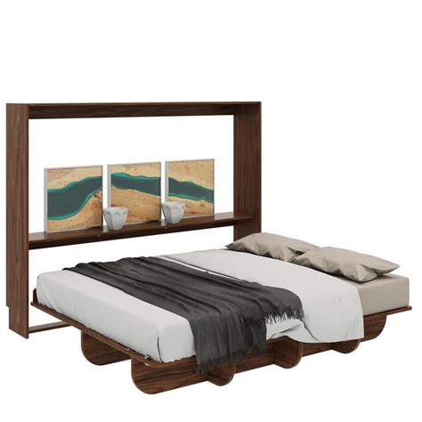 The Lori Bed Queen Horizontal Walnut Murphy Bed Horizontal Murphy Bed Wall Bed